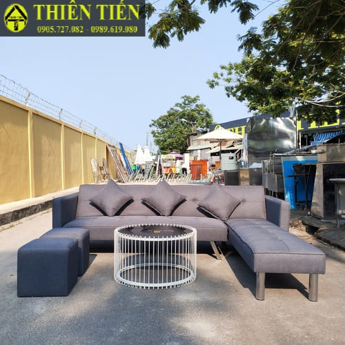 73-Sofa bed góc L kèm đôn kèm gối (Hàng MỚI 100%)